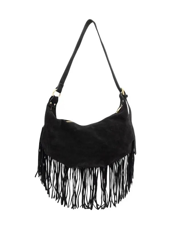 BOLSA NOVA Dallas Suede Fringe Hobo - Black