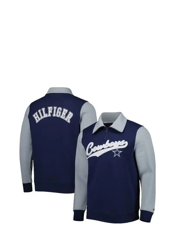 Tommy Hilfiger Dallas Cowboys Aiden Quarter-zip Sweatshirt - Navy