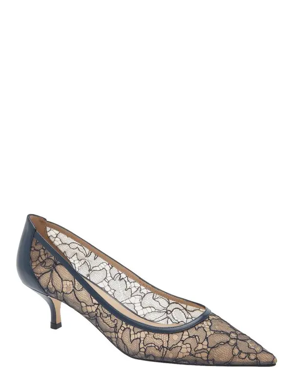 STUART WEITZMAN Lace Pump With Kitten Heel - Navy Lace