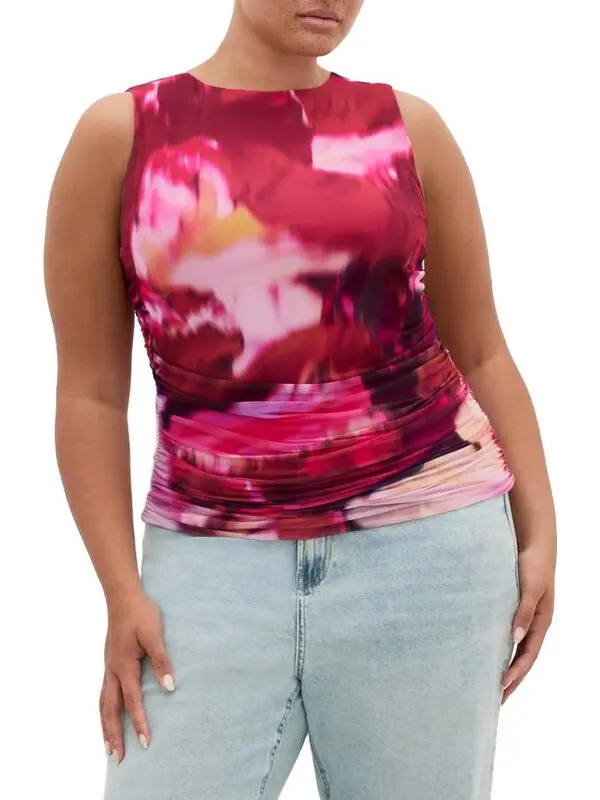 City Chic Livia Printed Sleeveless Top - Colour Burst