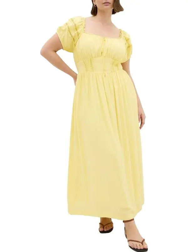 City Chic Arielle Maxi Dress - Lemon Zest