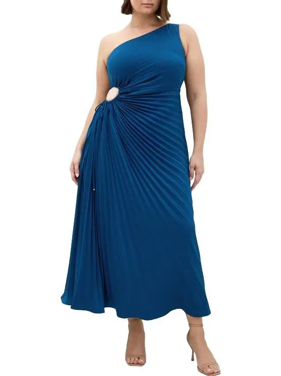 City Chic Aliza One-shoulder Dress - Poseidon