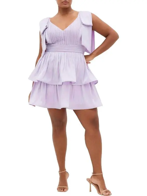 City Chic Betty Bow Cocktail Mini Dress - Lilac