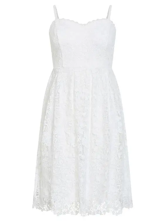 City Chic Scarlet Lace Midi Dress - Ivory
