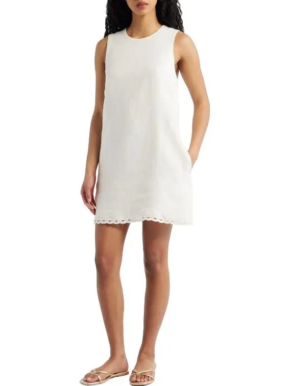 Madewell Embroidered Linen Mini Shift Dress - Ivory Linen