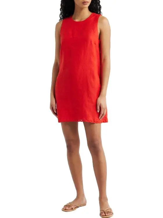Madewell Embroidered Linen Mini Shift Dress - Wild Poppy