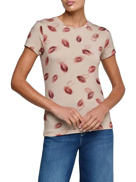 L'Agence Ressi Kiss Print T-shirt - Taupe/dk Red Fd Kiss