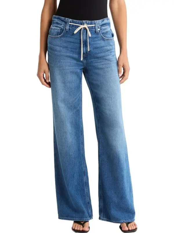 Paige Zoey Tie Waist Wide Leg Jeans - Serenite