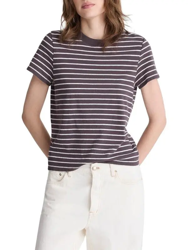 Madewell Stripe Relaxed Cotton Jersey T-shirt - Chocolate Plum