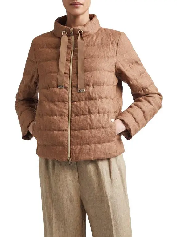Herno Linen Quilted Down Jacket - 2240 Tobacco