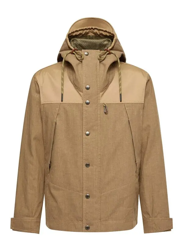 Moncler Givors Linen Hooded Jacket - Brown