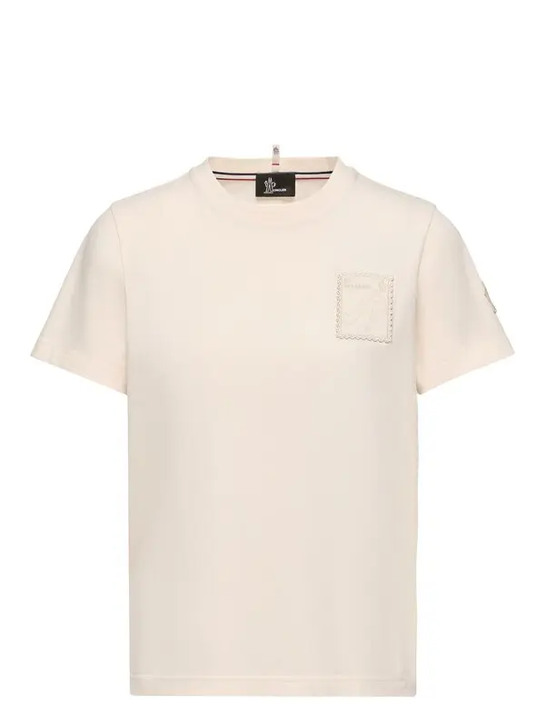 Moncler Botanical Patch Cotton Blend T-shirt - White
