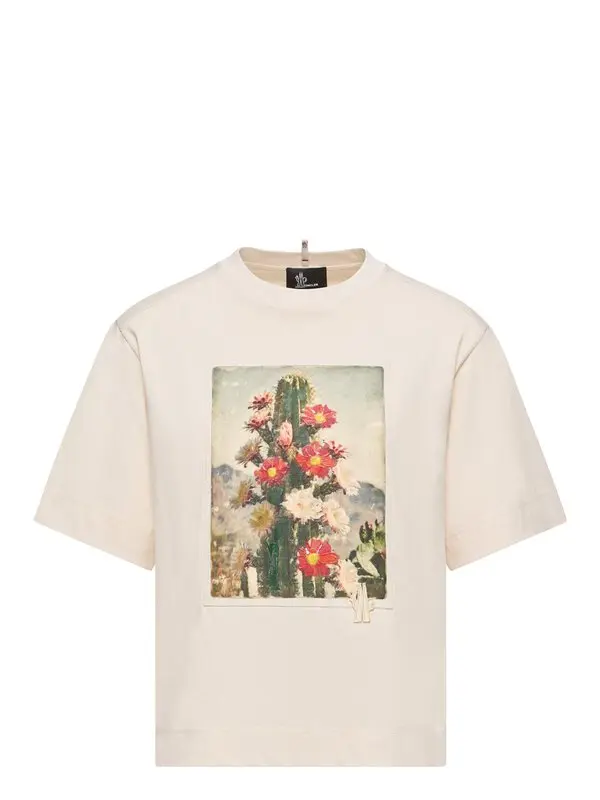 Moncler Landscape Print Cotton T-shirt - White