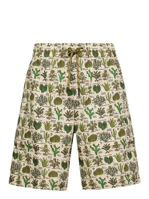 Moncler Botanical Print Cotton-blend Shorts - Multicolor