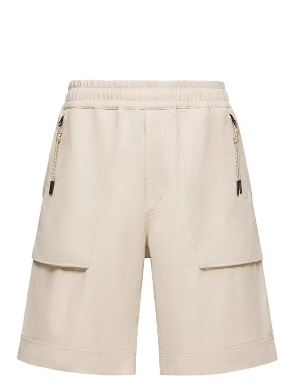 Moncler Cotton And Linen-blend Shorts - Beige