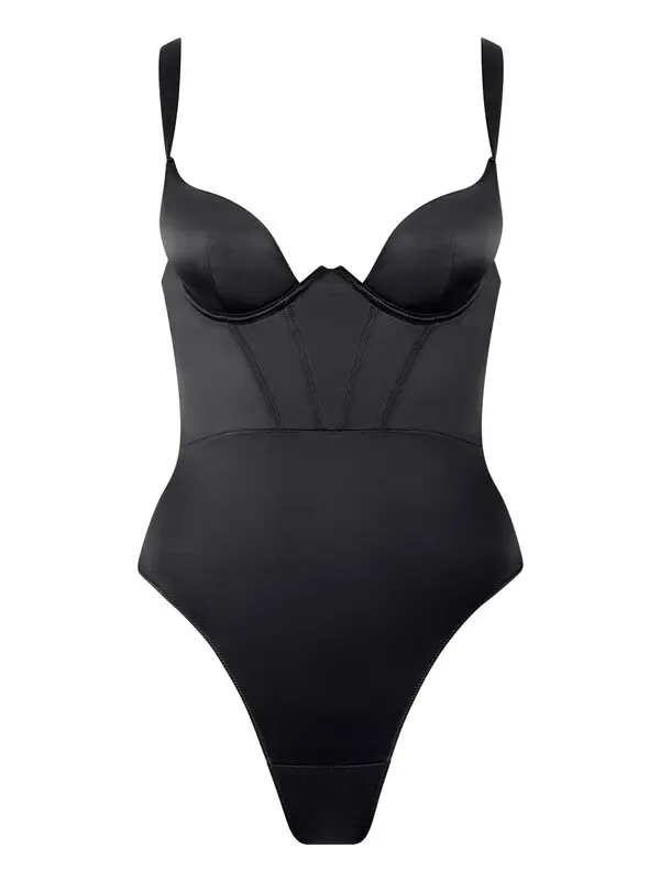 Bluebella Verona Satin Push Up Bodysuit - Black