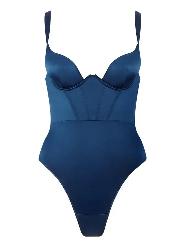 Bluebella Verona Satin Push Up Bodysuit - Blue