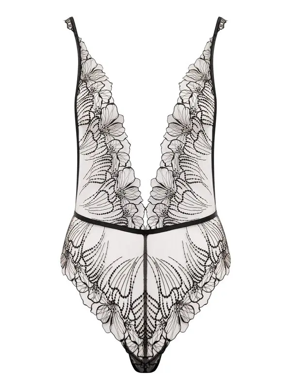 Bluebella Amarosa Floral Embroidered Bodysuit - Black