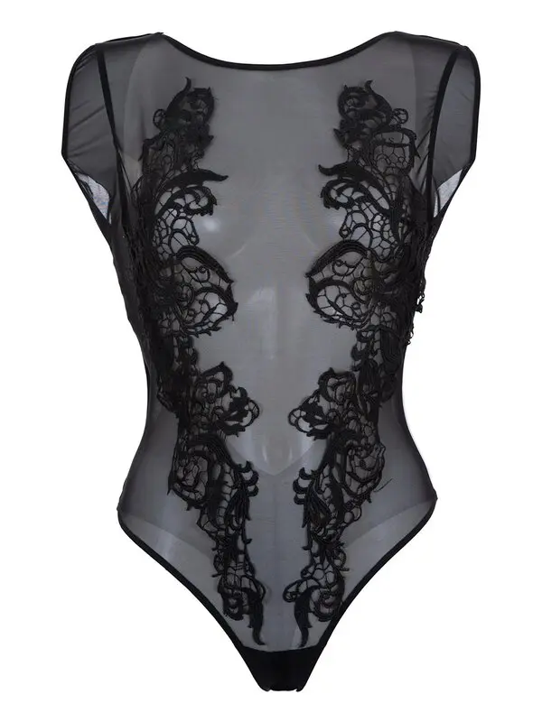 Bluebella Etienne Embroidered Bodysuit - Black