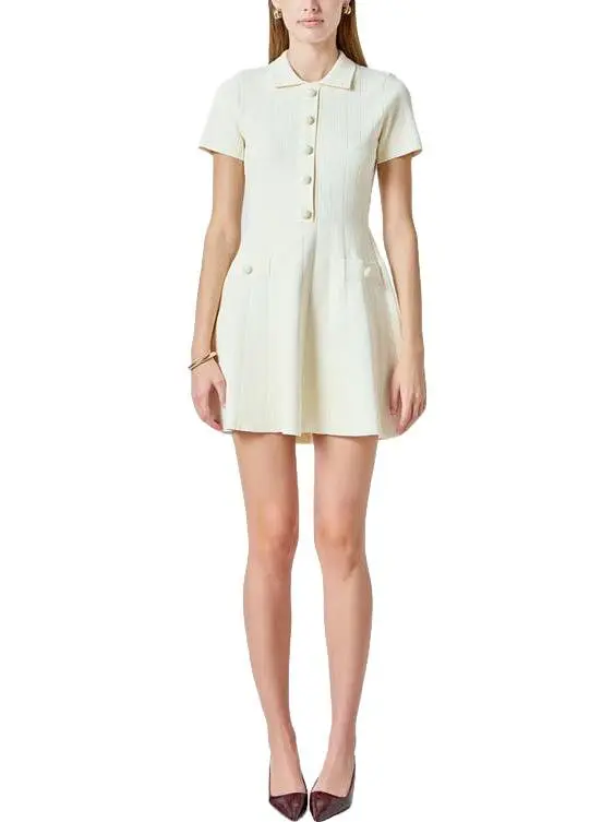Endless Rose Fit & Flare Knit Mini Dress - Ivory