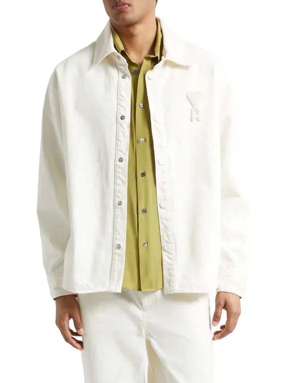 Ami De Coeur Knit Appliqué Overshirt - Blanc Creme