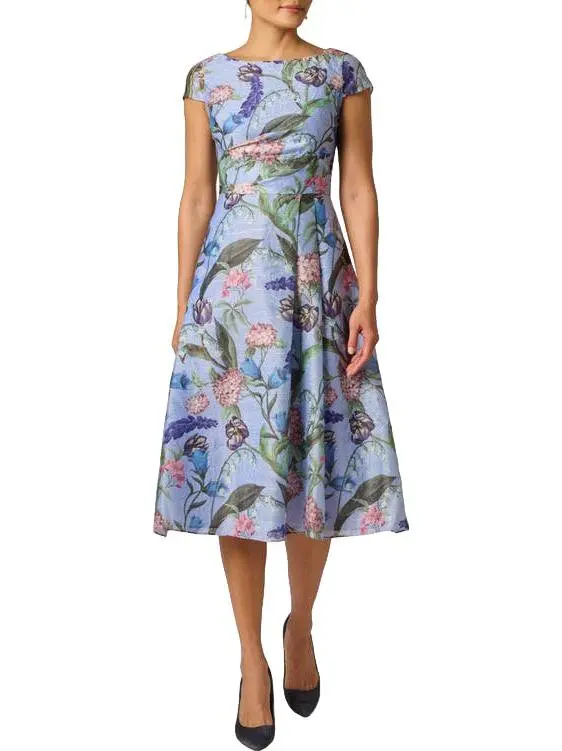 Adrianna Papell Floral Jacquard Cocktail Dress - Blue Multi
