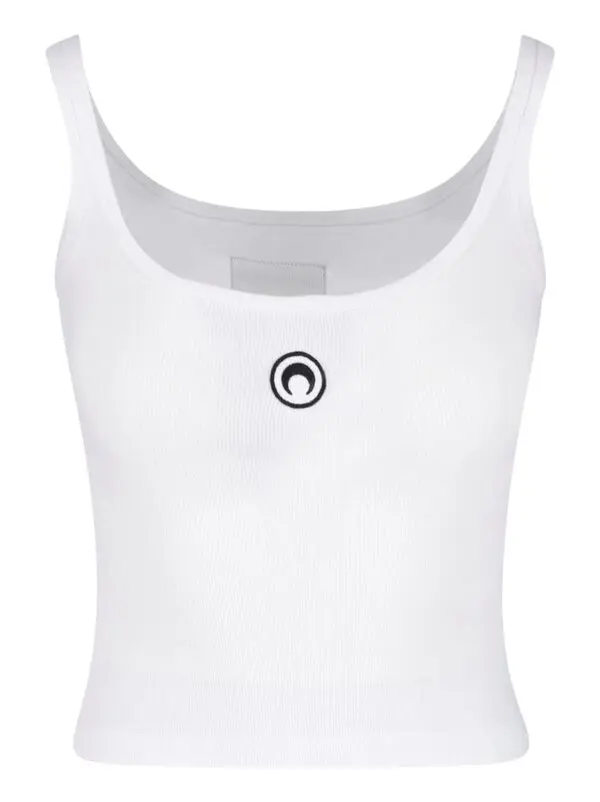 MARINE SERRE Tank Top With Moon Logo - White