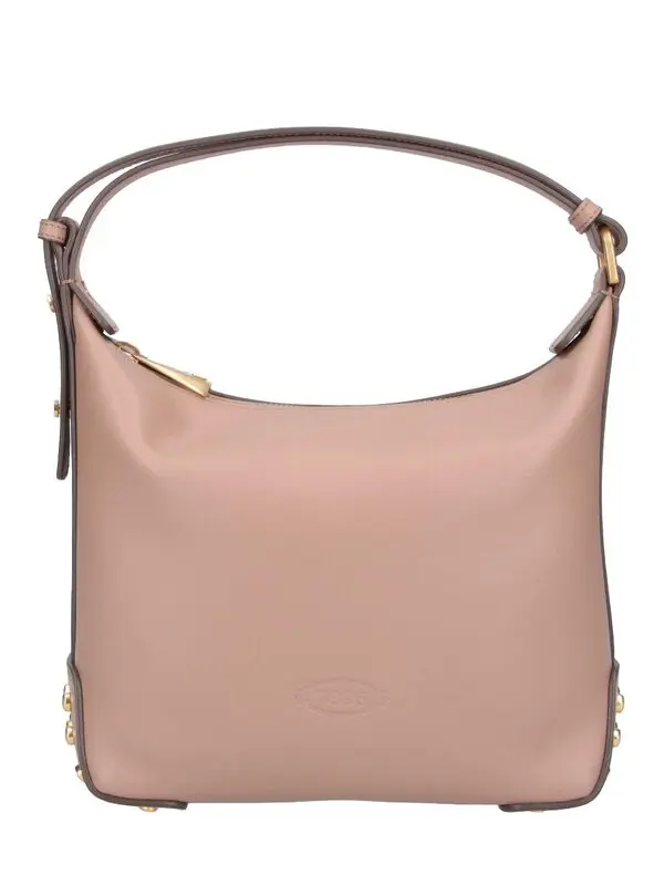 TOD'S Mini Leather Shoulder Bag With Metal Dots - Beige