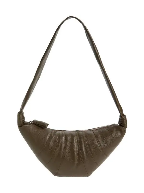 LEMAIRE Medium Croissant Leather Shoulder Bag - Dark Olive