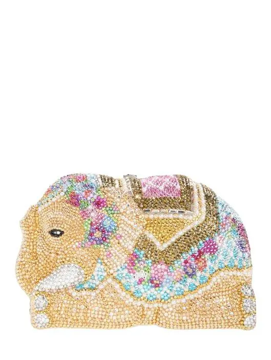 Judith Leiber Elephant Crystal Embellished Clutch - Silver Sunrise Mult