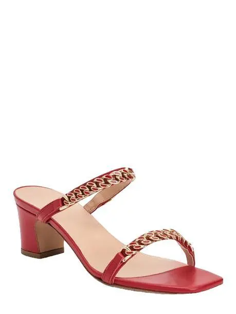 Bruno Magli Elisa Chain-link Slide Sandal - Berry Nappa