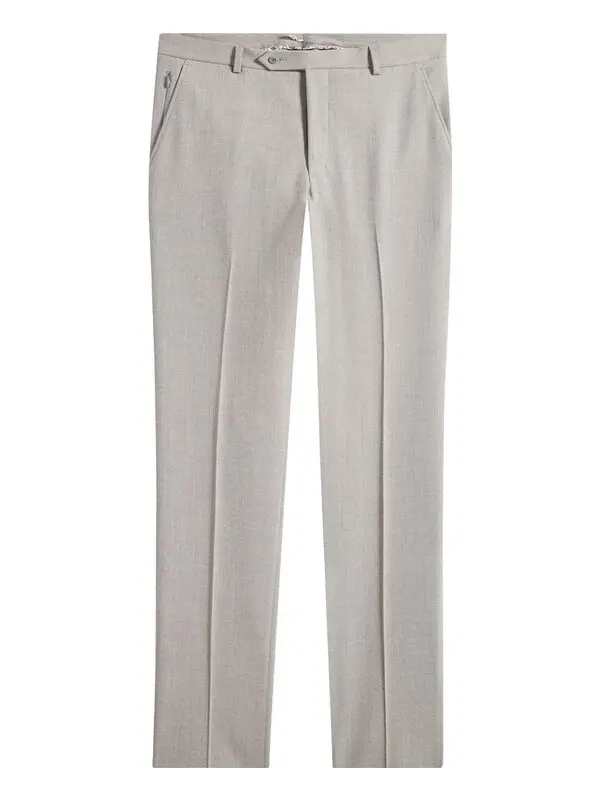 HERITAGE GOLD Flat-front Stretch Wool Suit Pants - Light Grey