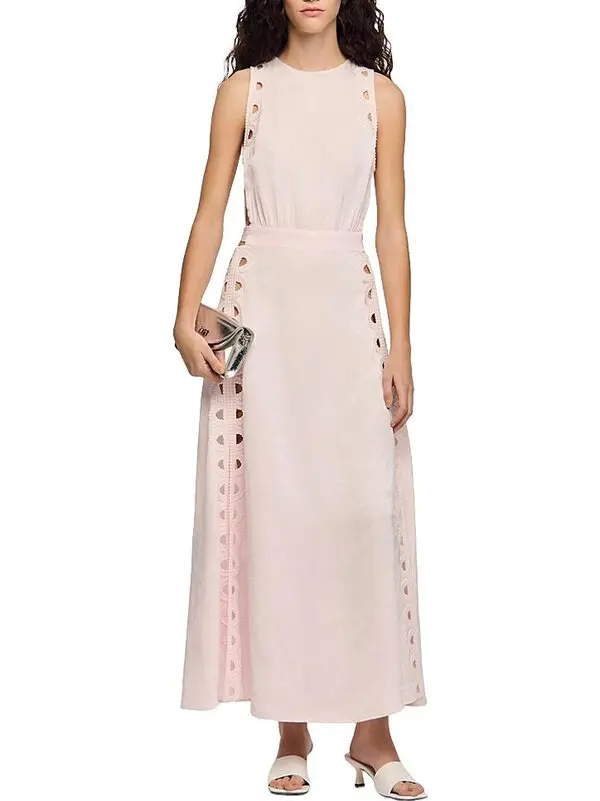 Sandro Donnia Flower Jacquard Maxi Dress - Pink