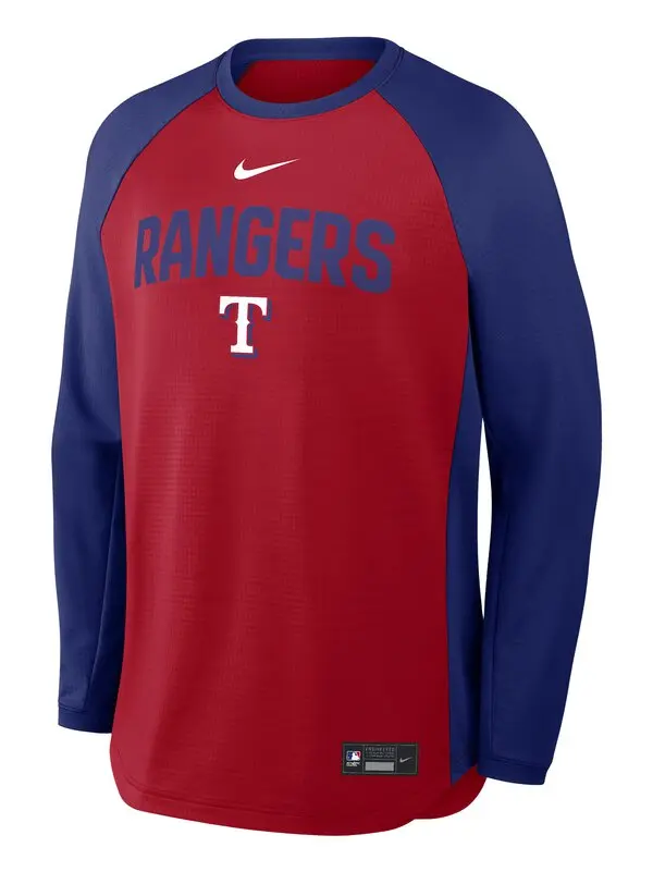 Nike Texas Rangers Authentic Collection Dri-fit Pullover Crew - Red