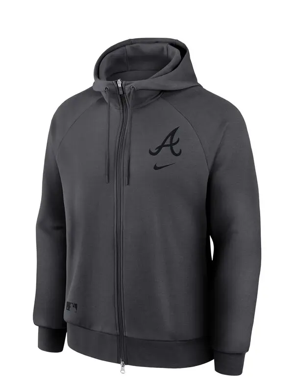 Nike Atlanta Braves Authentic Collection Dri-fit Mlb Full-zip Hoodie - Grey