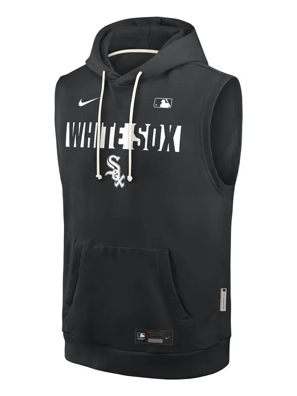Nike Chicago White Sox Standard Issue Dri-fit Mlb Sleeveless Pullover Hoodie - Black