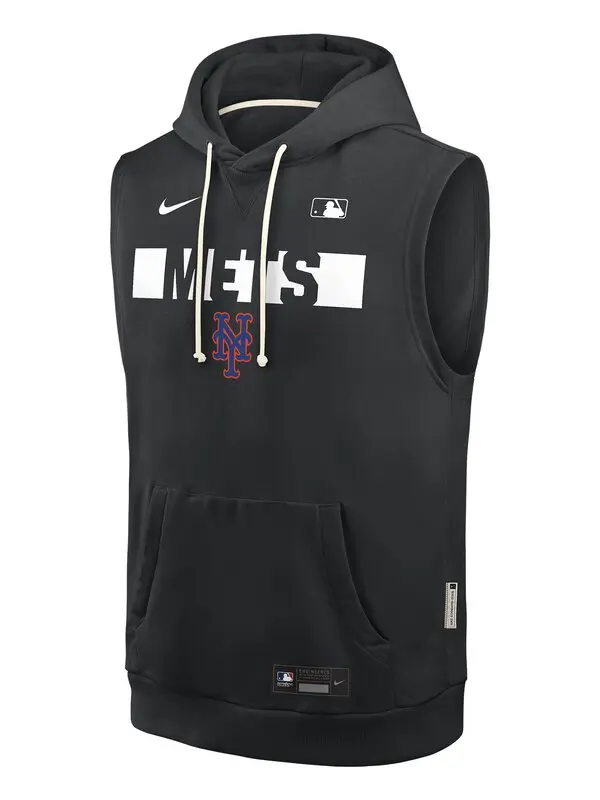 Nike New York Mets Authentic Collection Standard Issue Dri-fit Mlb Sleeveless Pullover Hoodie - Black