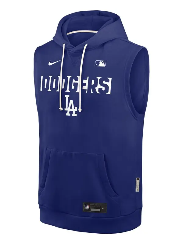 Nike Los Angeles Dodgers Authentic Collection Standard Issue Dri-fit Mlb Sleeveless Pullover Hoodie - Blue
