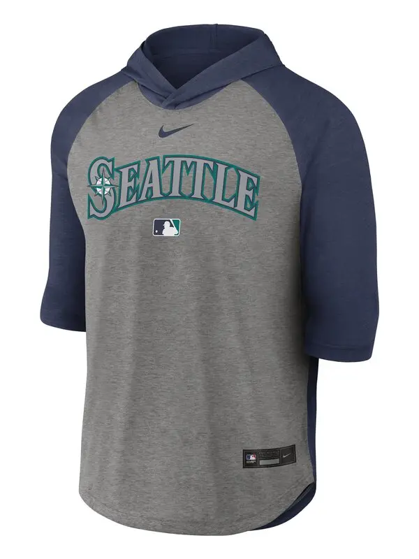 Nike Seattle Mariners Authentic Collection Flux Dri-fit Mlb 3/4-sleeve Hooded T-shirt - Blue