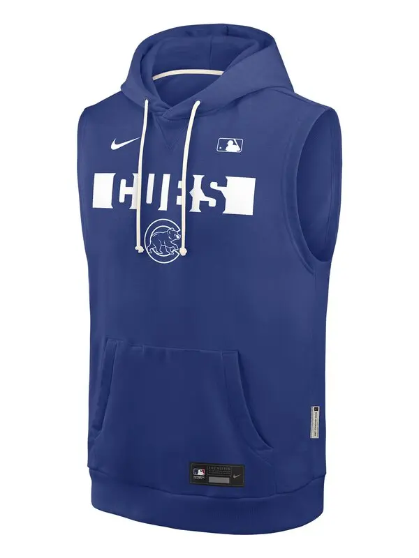 Nike Chicago Cubs Standard Issue Dri-fit Mlb Sleeveless Pullover Hoodie - Blue
