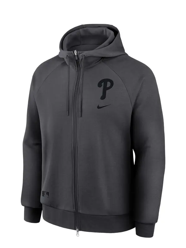 Nike Philadelphia Phillies Authentic Collection Dri-fit Mlb Full-zip Hoodie - Grey
