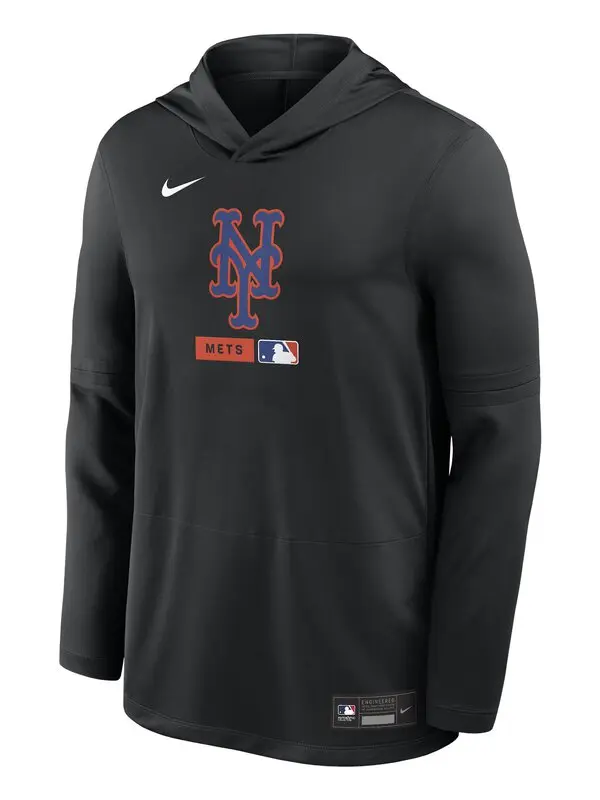 Nike New York Mets Authentic Collection Dri-fit Mlb Long-sleeve Hooded Top - Black