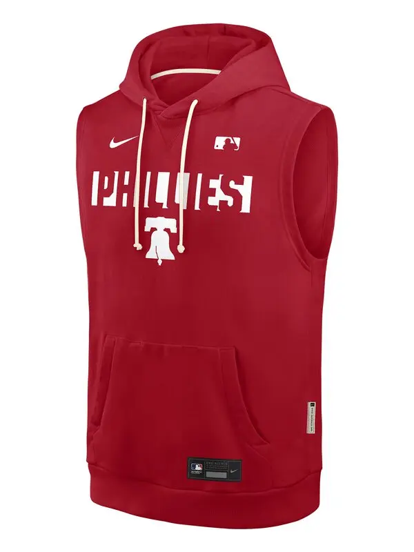 Nike Philadelphia Phillies Authentic Collection Standard Issue Dri-fit Mlb Sleeveless Pullover Hoodie - Red