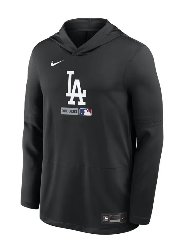 Nike Los Angeles Dodgers Authentic Collection Dri-fit Mlb Long-sleeve Hooded Top - Black