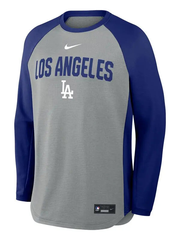 Nike Los Angeles Dodgers Authentic Collection Dri-fit Pullover Crew - Grey