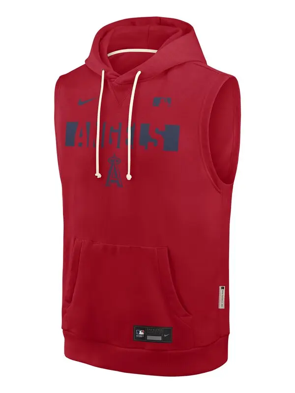 Nike Los Angeles Angels Dri-fit Mlb Sleeveless Pullover Hoodie - Red