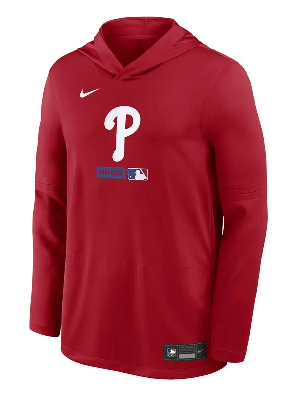 Nike Philadelphia Phillies Authentic Collection Dri-fit Mlb Long-sleeve Hooded Top - Red