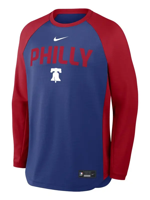 Nike Philadelphia Phillies Authentic Collection Dri-fit Pullover Crew - Blue