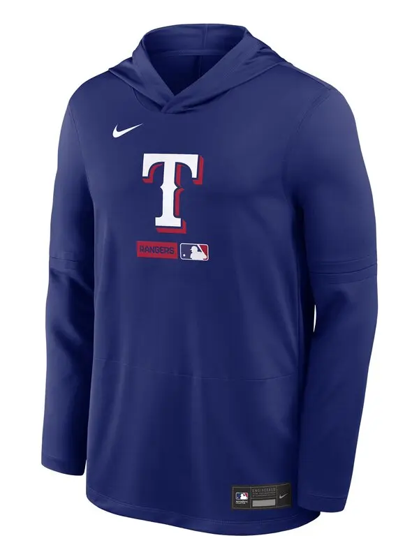 Nike Texas Rangers Authentic Collection Dri-fit Mlb Long-sleeve Hooded Top - Blue