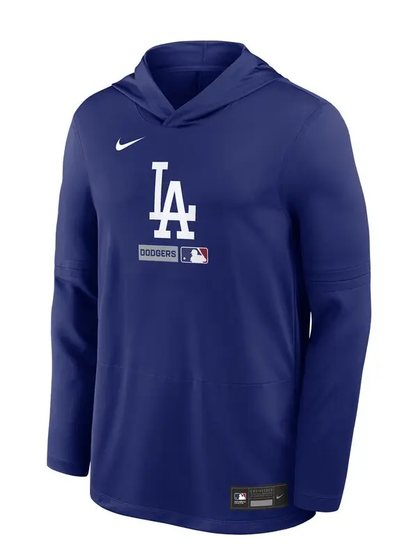 Nike Los Angeles Dodgers Authentic Collection Dri-fit Mlb Long-sleeve Hooded Top - Blue